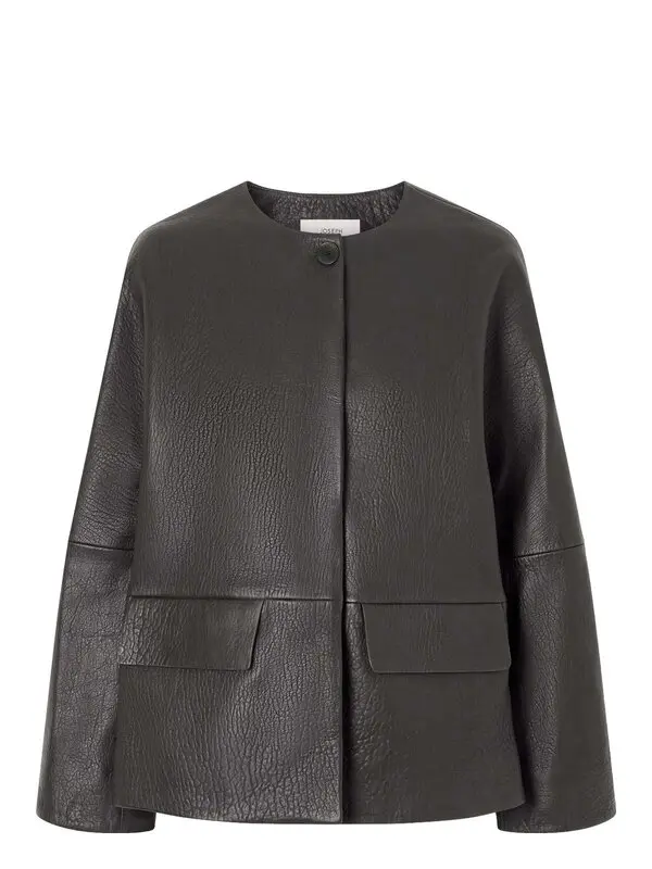 JOSEPH Paneled Textured-leather Jacket - Brown