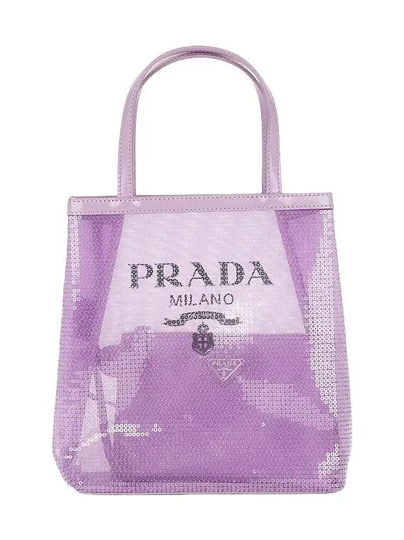 FWRD RENEW Prada Rete Paillettes Tote Bag - Purple