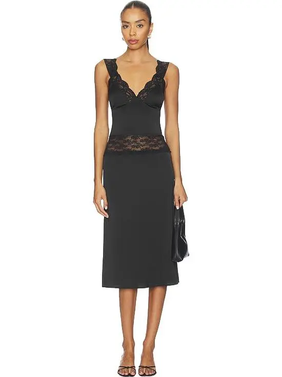 MORE TO COME Georgianna Lace Midi Dress - Black