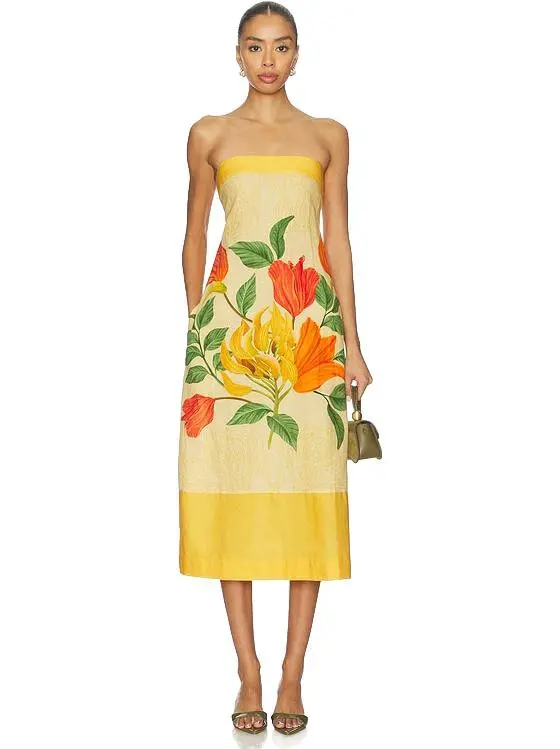 Verandah Strapless Shift Dress - Positano Wild Tulip