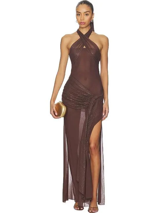 KIM SHUI Mesh Dress - Brown Sparkle