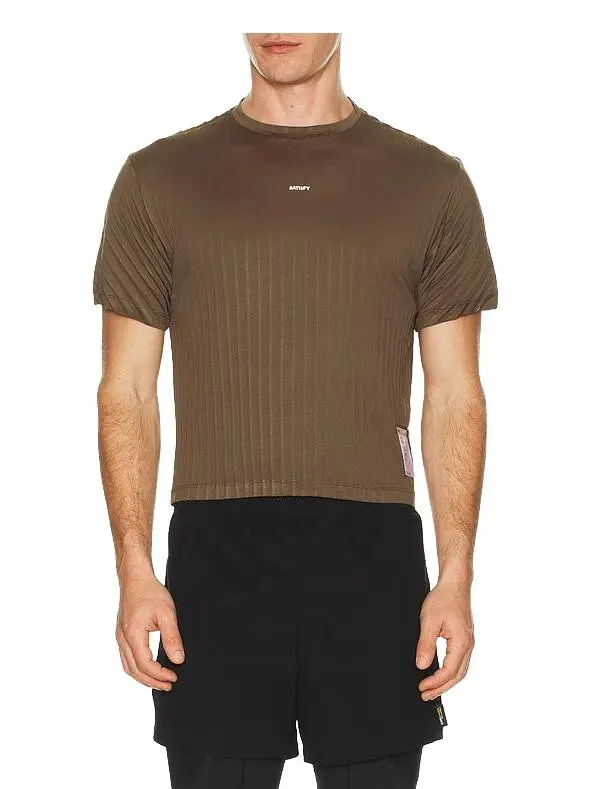 Satisfy Auralite Pleated Tee Shirt In Brown - Olive
