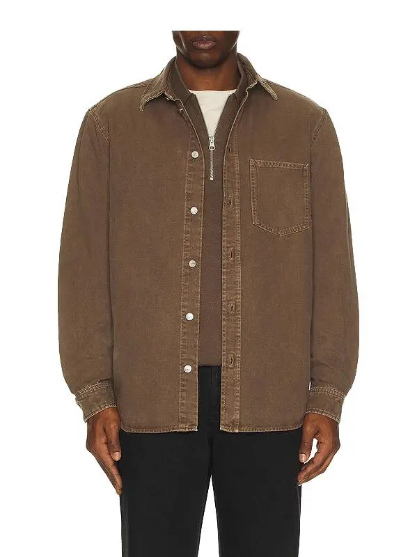 SAMSOE SAMSOE Sadamon P Overshirt In Brown - Washed Canteen