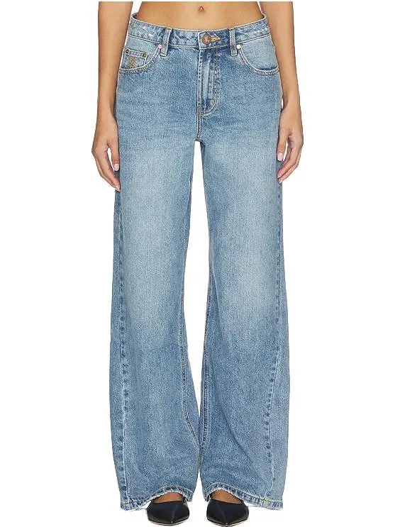 ONETEASPOON Jackson Mid Waist Wide Leg Jeans - Hoodlum Blue