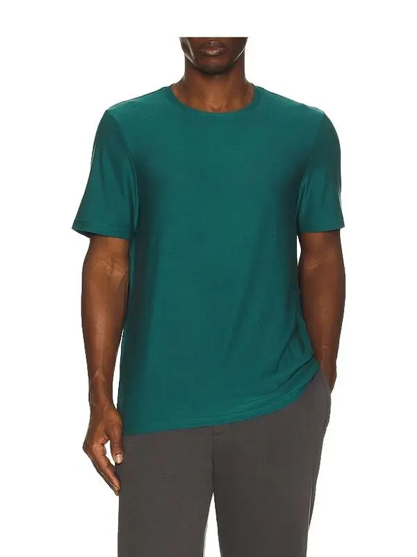 Beyond Yoga Always Beyond Crew Tee 2.0 In Teal - Teal Sea Heather