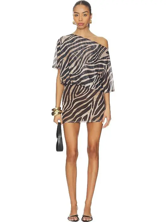 Superdown Print One-shoulder Mini Dress - Zebra
