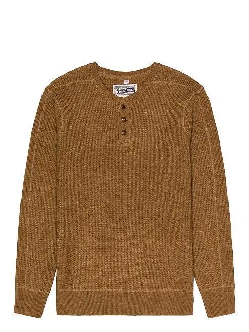 SCHOTT Button Henley Sweater - Camel
