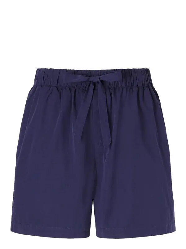 TEKLA Straight-leg Organic Cotton-poplin Shorts - Blue