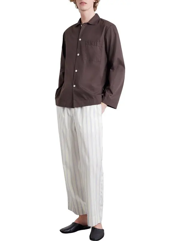 TEKLA Straight-leg Striped Organic Cotton-poplin Pyjama Trousers - Neutrals