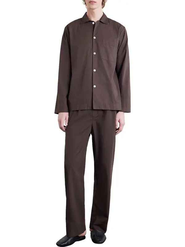TEKLA Organic Cotton-poplin Pyjamas - Brown