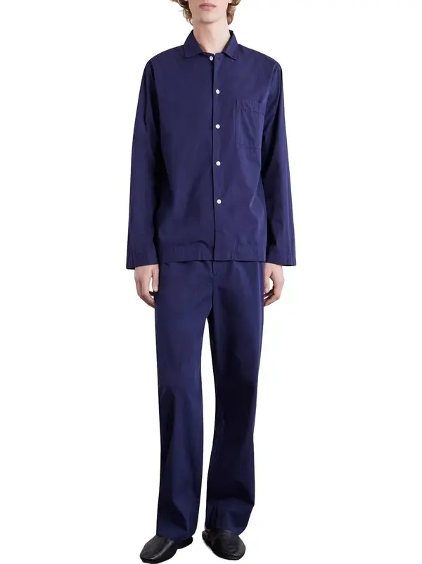TEKLA Organic Cotton-poplin Pyjamas Set - Blue