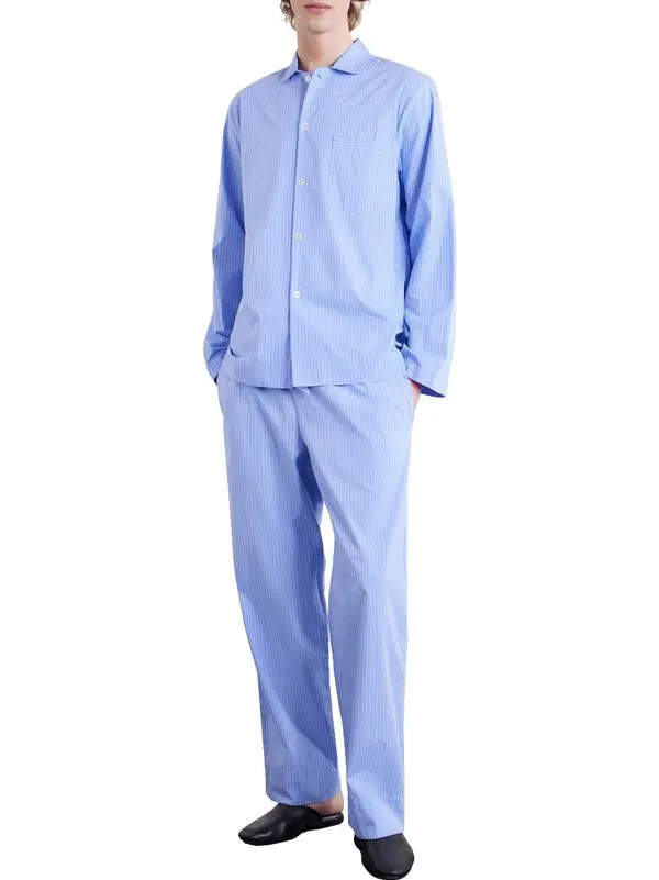 TEKLA Striped Organic Cotton-poplin Pyjamas Set - Blue