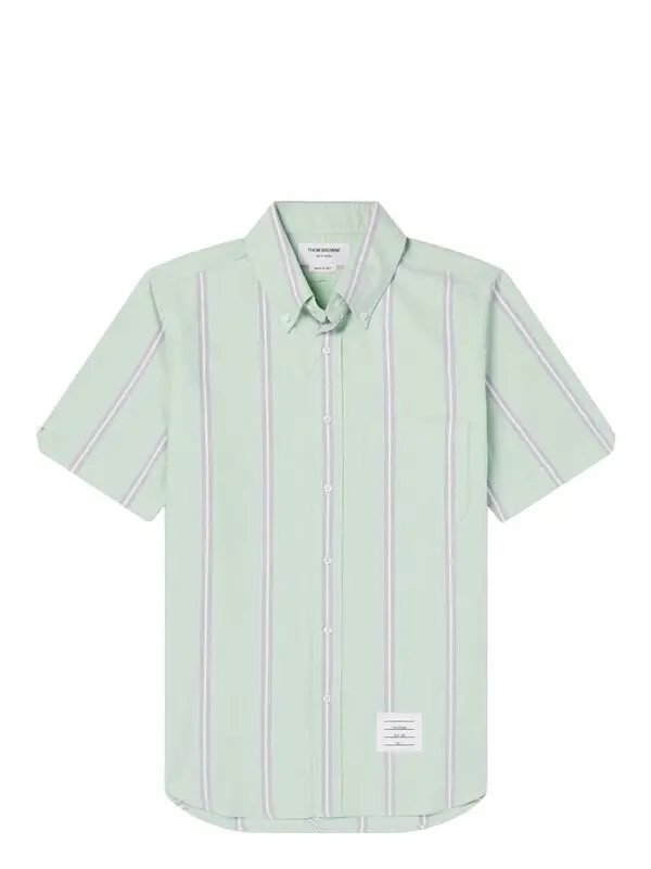 Thom Browne Button-down Collar Striped Cotton Oxford Shirt - Green