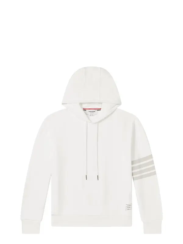 Thom Browne Striped Cotton-jersey Hoodie - White