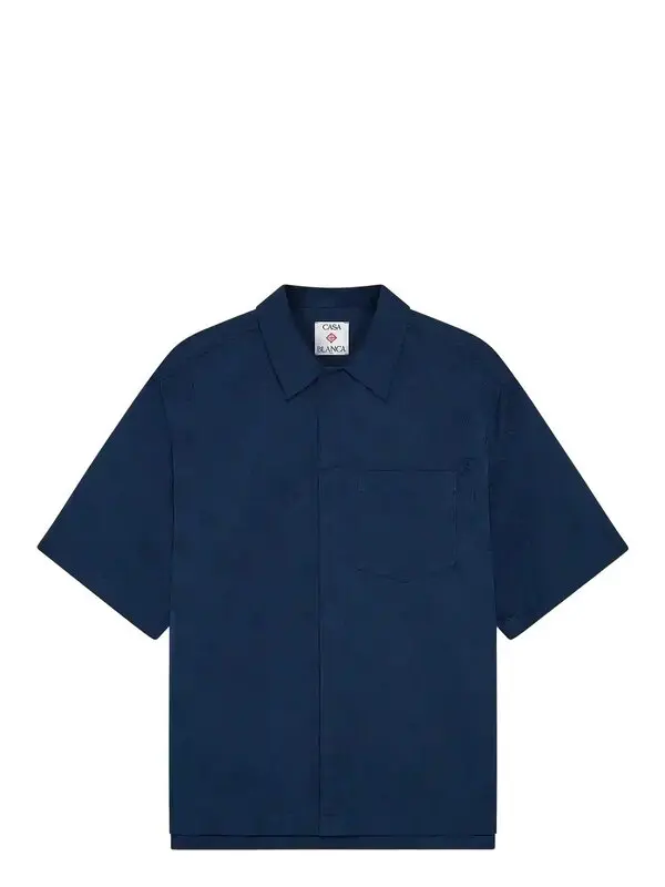 Casablanca Navy Monogram Short Sleeve Shirt - Multicolor