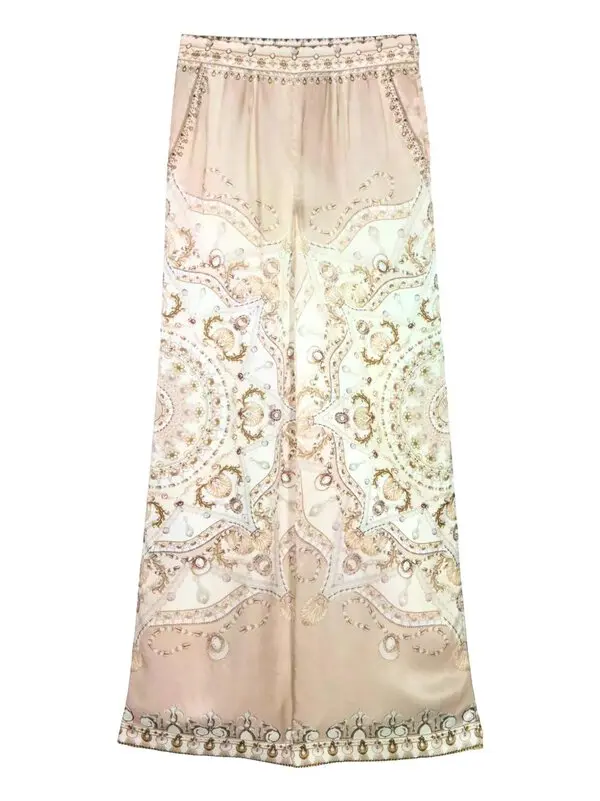 Camilla Grotto Goddess-print Straight-leg Trousers - Neutrals