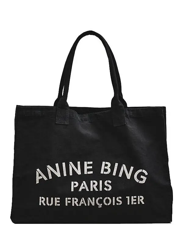 ANINE BING Leo Canvas Tote Bag - Black