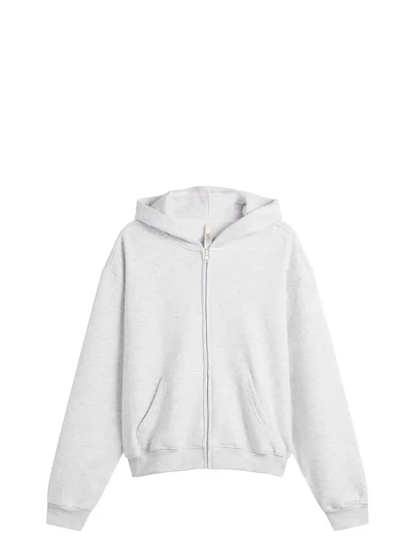 SKIMS Cotton Fleece Classic Zip Up Hoodie - Light Heather Grey