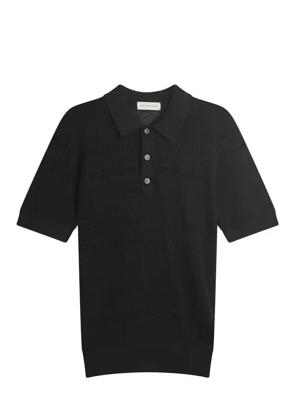 Dries Van Noten Knitted Polo - Black