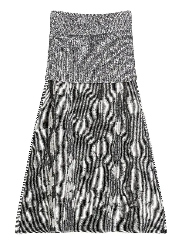 PAOLINA RUSSO Illusion Knit Maxi Skirt - Black/white
