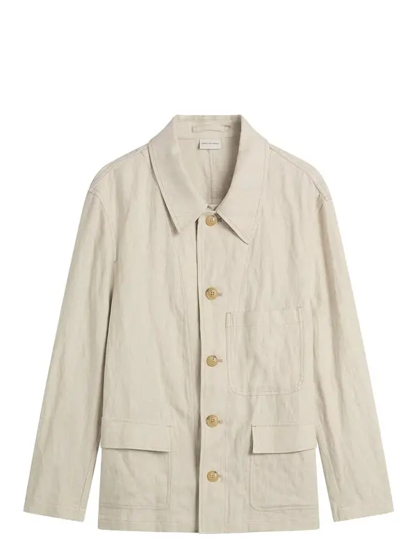 Dries Van Noten Herringbone Cotton Linen Chore Jacket - Off White