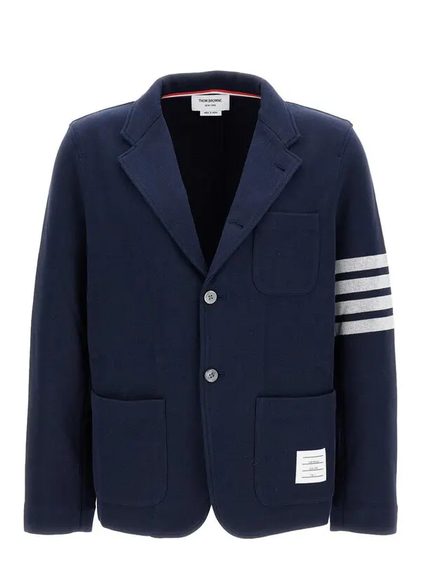Thom Browne Sack Jacket In Double Face Knit - Blu