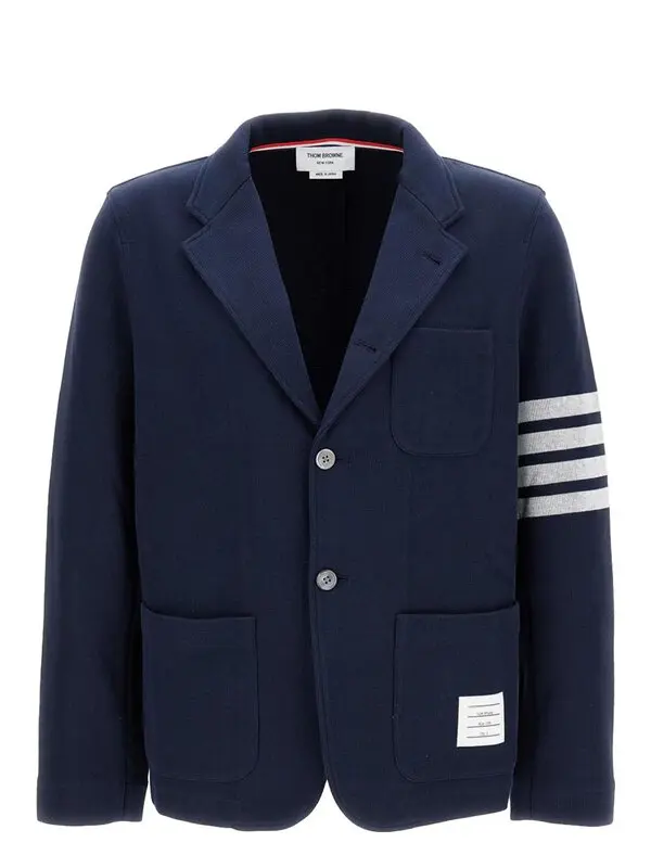 Thom Browne Sack Jacket In Double Face Knit - Blue