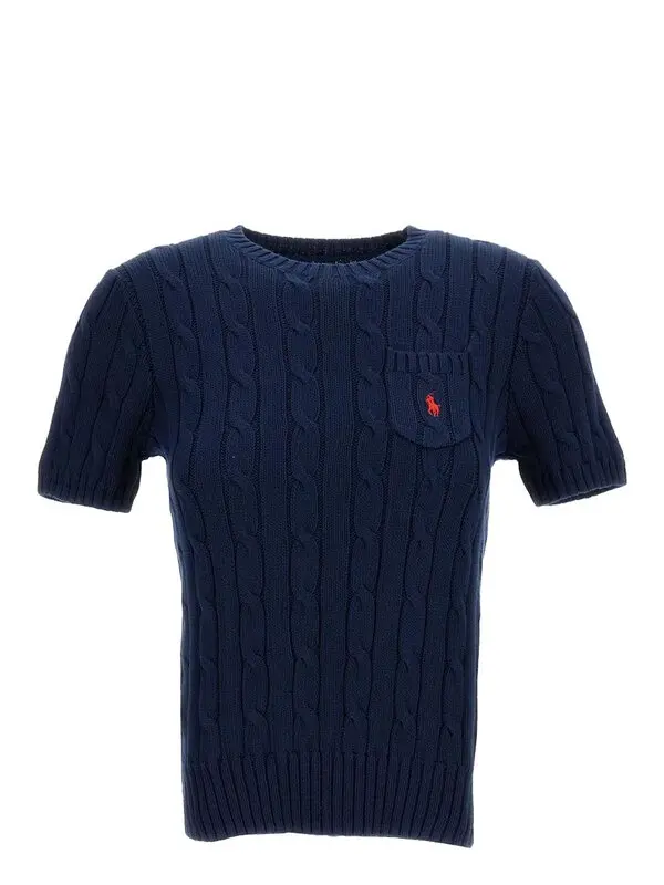 Polo Ralph Lauren Cotton Cable-knit Short-sleeve Sweater - Blue