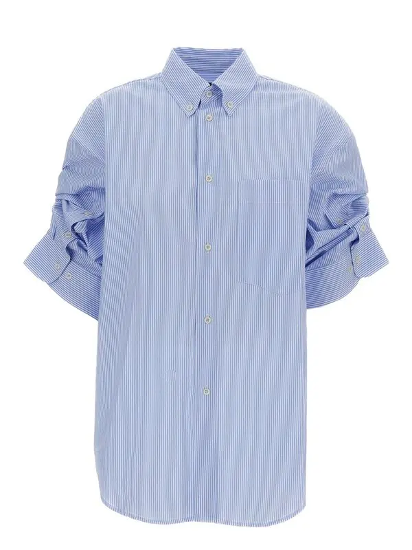MAISON JEJIA Striped Cotton Shirt - Sky Blue