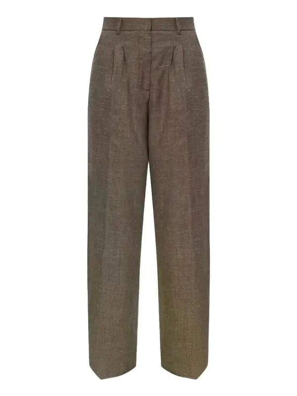 Officine Générale Pleated Wide-leg Trousers - Brown