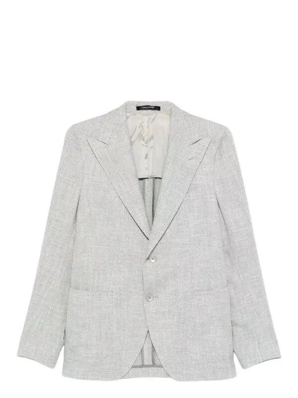 Tagliatore Herringbone-pattern Single-breasted Blazer - Grey