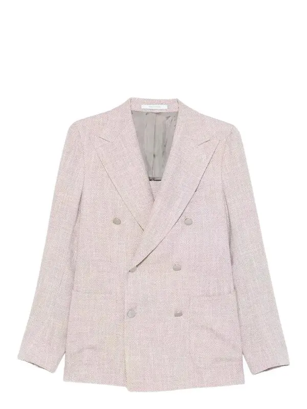 Tagliatore Double-breasted Herringbone Blazer - Pink