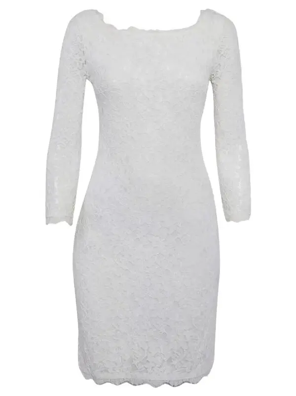 Diane Von Furstenberg Vintage Long-sleeve Lace Mini Dress - White