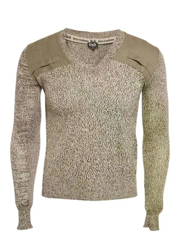 Dolce & Gabbana V-neck Long Sleeve Knit Sweater - Grey