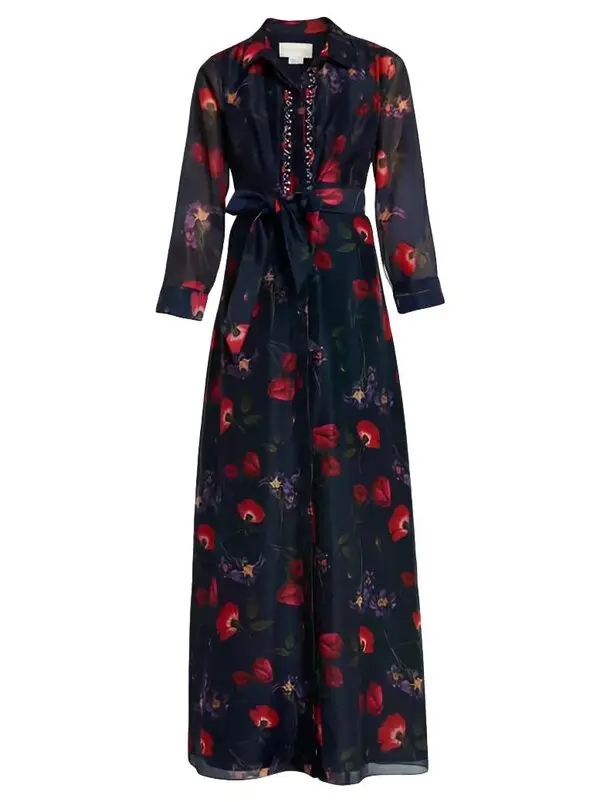 Sachin & Babi Addison Embellished Floral-print Maxi Dress - Blue