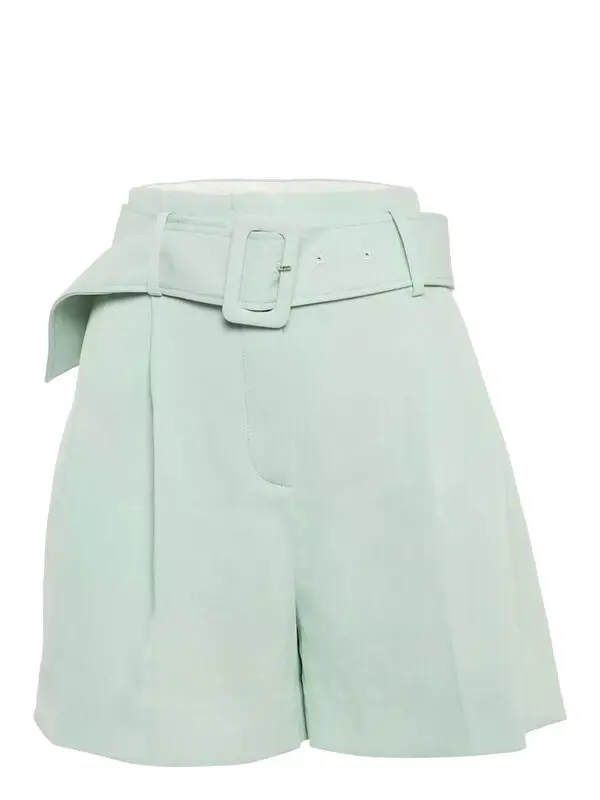 Sandro Pleated Belted Shorts - Green