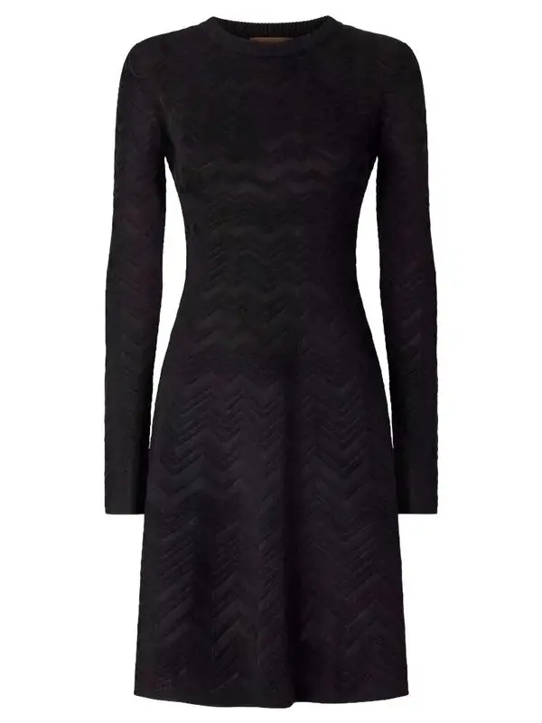Missoni Chevron Long-sleeve Mini Dress - Black