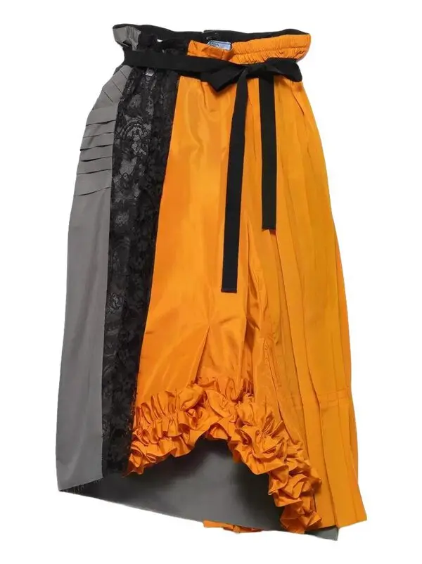 Prada Patchwork Ribbon-detail Skirt - Orange