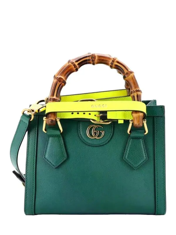 Gucci Diana Nm Bamboo Handle Tote Leather Mini Crossbody Bag - Green