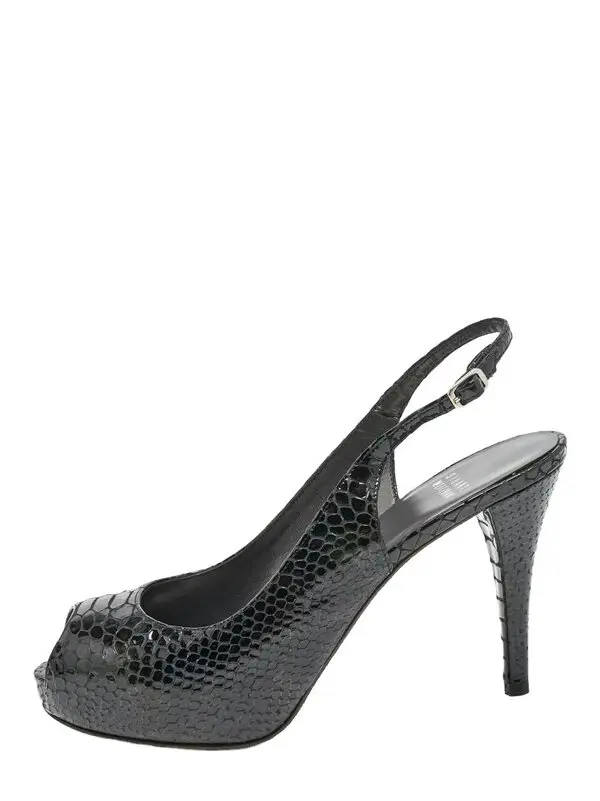 STUART WEITZMAN Python-embossed Slingback Pumps - Black