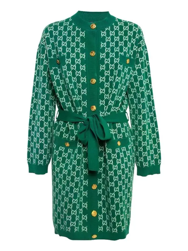 Gucci Wool Belted Cardigan Coat - Green