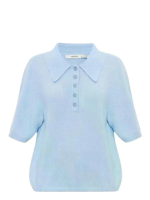 GESTUZ Collared Polo Top - Blue