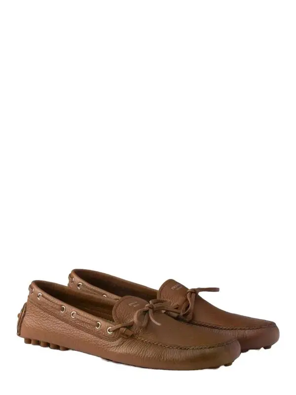 Prada Logo-detail Boat Shoes - Brown