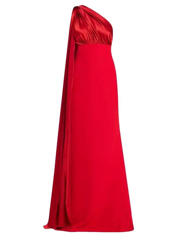RHEA COSTA One-shoulder Draped Maxi Dress - Red