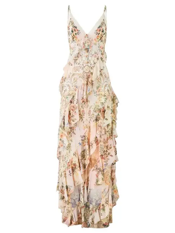 Camilla Floral Ruffled Dress - Neutrals