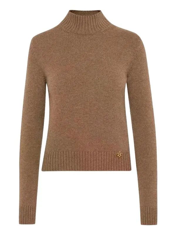 Oscar De La Renta Flower Appliqué Pullover - Brown