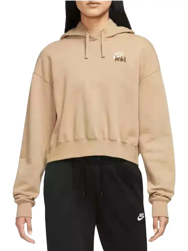 Nike Oversized Cropped Pullover Hoodie - Neutrals