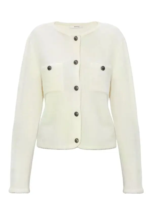 GESTUZ Buttoned Textured Cardigan - Neutrals
