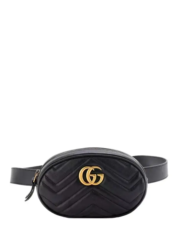 Gucci Gg Marmont Matelasse Leather Belt Bag - Black