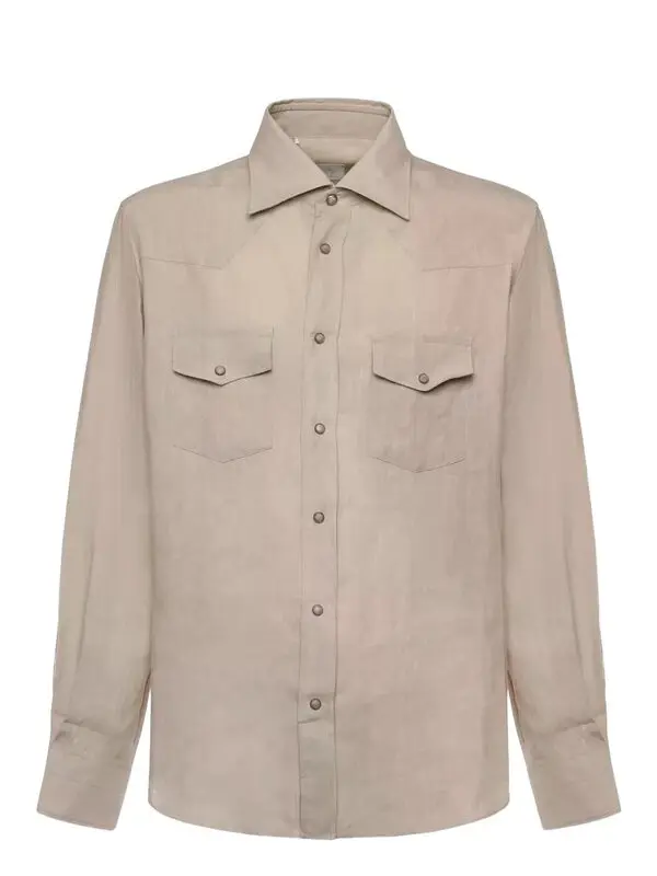 Eleventy Chest-pocket Shirt - Neutrals